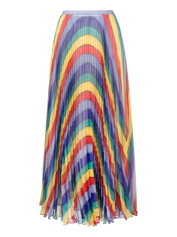 Rochas Wave Print Pleated Skirt - Blue