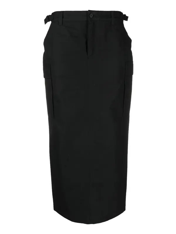 Wardrobe.NYC Striped Midi Skirt - Black