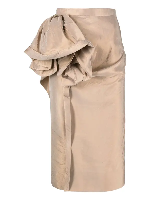 MAISON MARGIELA Moiré-effect Ruffled Midi Skirt - Neutrals
