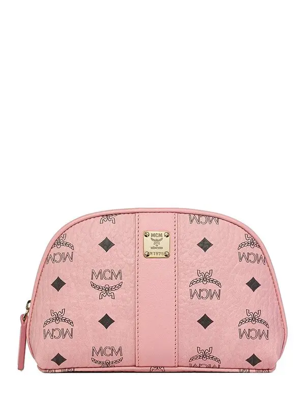Mcm Visetos Monogram Cosmetic Pouch - Soft Pink