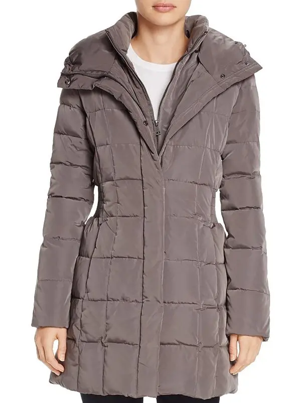 Cole Haan Zip-front Hooded Puffer Coat - Carbon