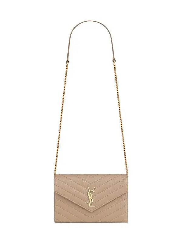 Saint Laurent Cassandre Envelope Shoulder Bag - Dark Beige