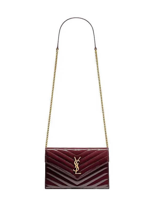 Saint Laurent Cassandre Envelope Shoulder Bag - Dark Red Wine