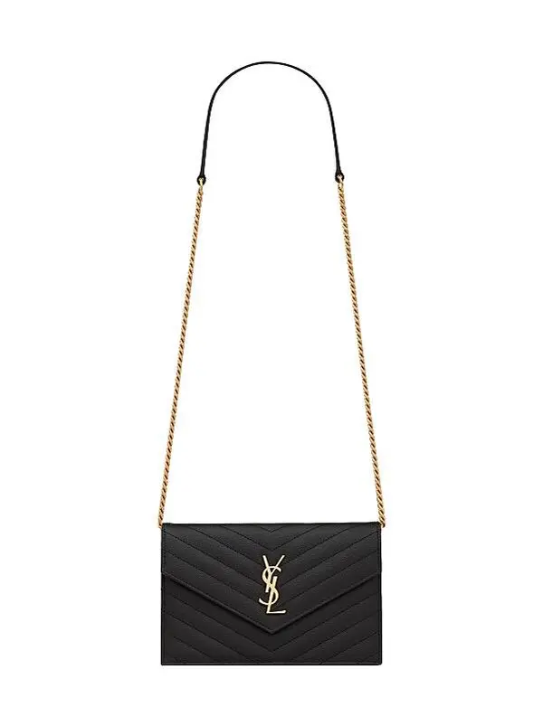 Saint Laurent Cassandre Envelope Shoulder Bag - Noir Grain/gold