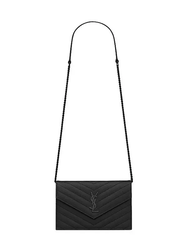 Saint Laurent Cassandre Envelope Shoulder Bag - Noir Grain/noir