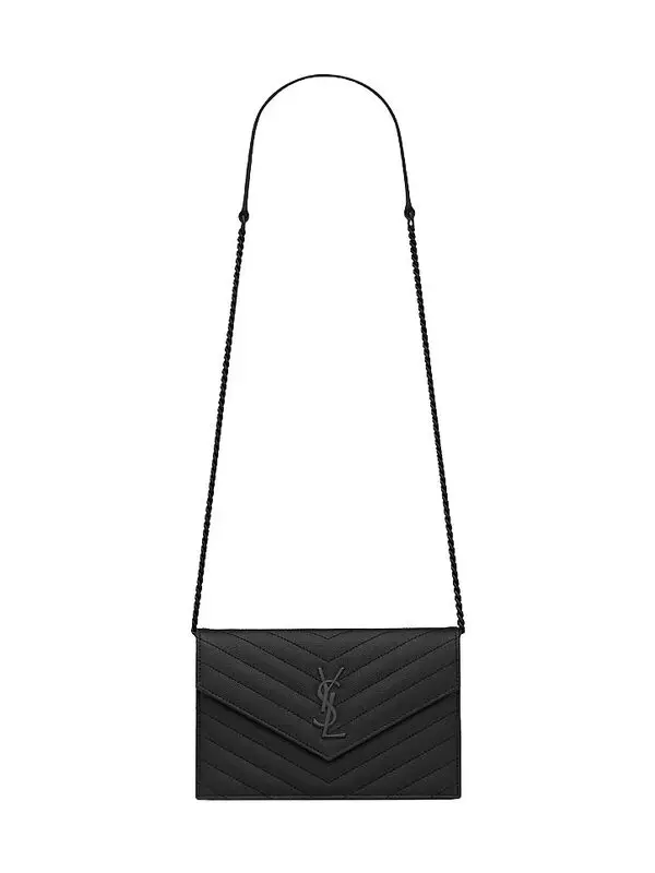 Saint Laurent Cassandre Envelope Shoulder Bag - Noir Grain/noir