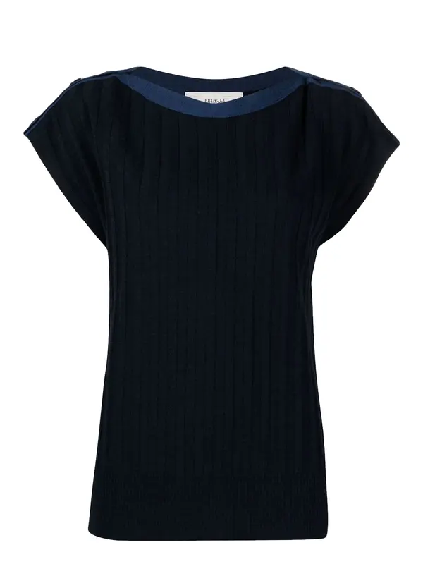Pringle Of Scotland Ribbed-knit T-shirt - Blue