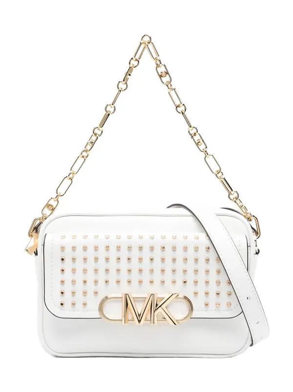 Michael Kors Logo Plaque Leather Crossbody Bag - White