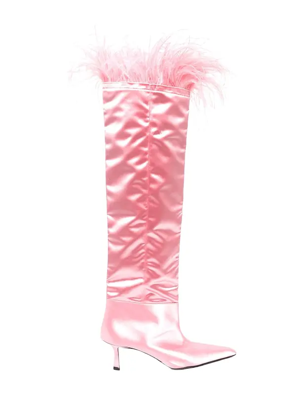 Alexander Wang Viola 65mm Feather-trim Knee-high Boots - Pink