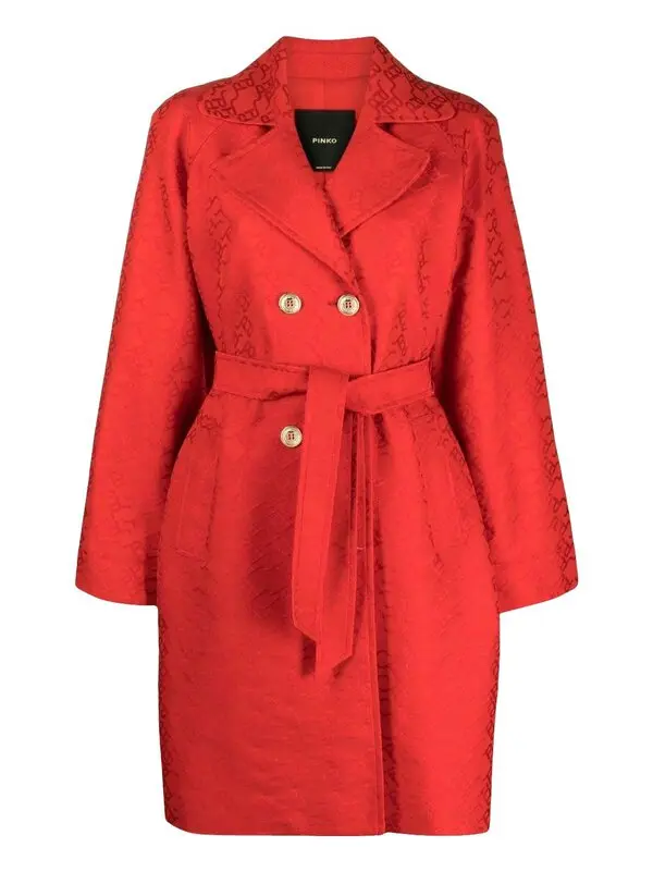 Pinko Double-breasted Coat - Red