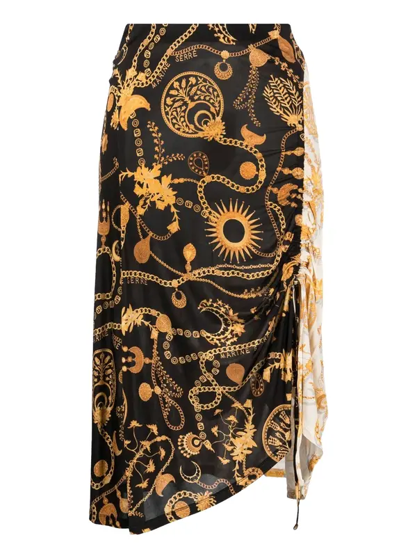 MARINE SERRE Ornament Moon-print Midi Skirt - Black