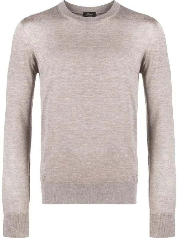 Brioni Crew-neck Cashmere-silk Jumper - Neutrals