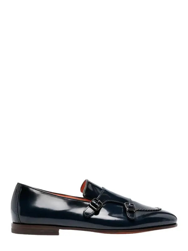 Santoni Double-buckle Leather Loafers - Blue