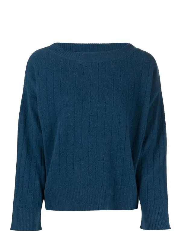 Pringle Of Scotland Ribbed Wide-neck Jumper - Blue