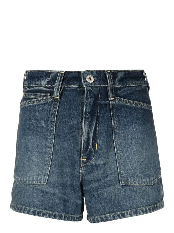 Kenzo Logo-patch Denim Short Shorts - Blue