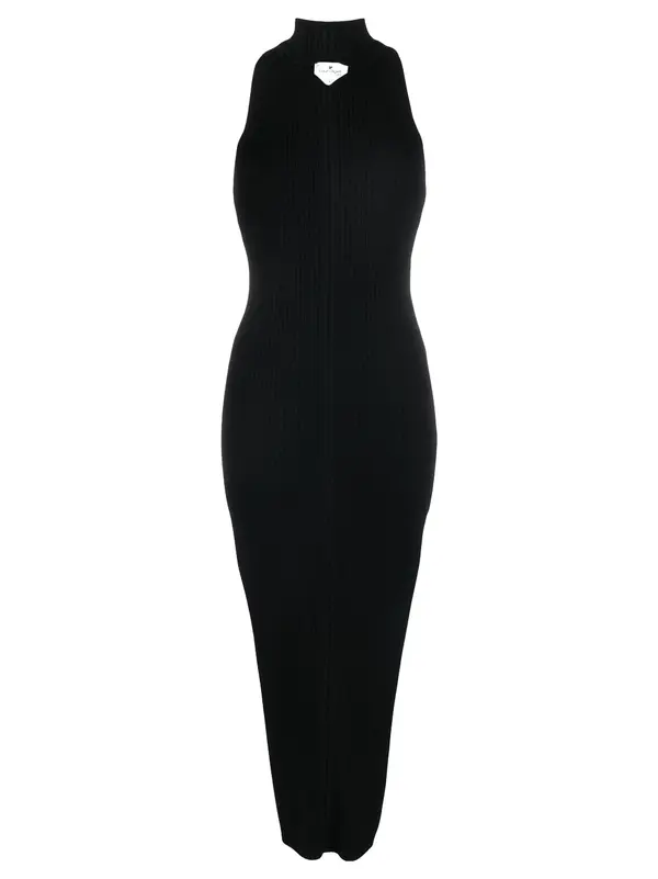 COURREGES Cut-out Ribbed Midi Dress - Black