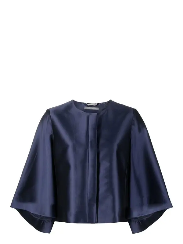 Alberta Ferretti Satin-trim Cropped Cape Jacket - Blue