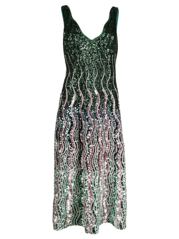 MARY KATRANTZOU Sequin Detailing Dress - Green