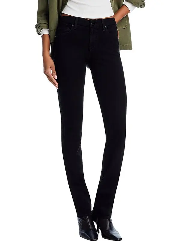 7 For All Mankind Kimmie Mid-rise Straight Jeans - Rinse Black