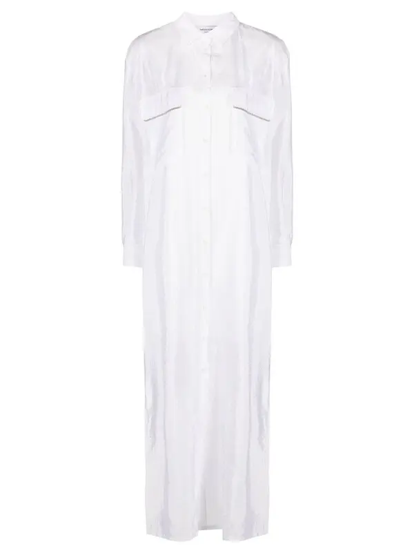 Fabiana Filippi Long-sleeved Shirt Dress With Chest Pockets - White