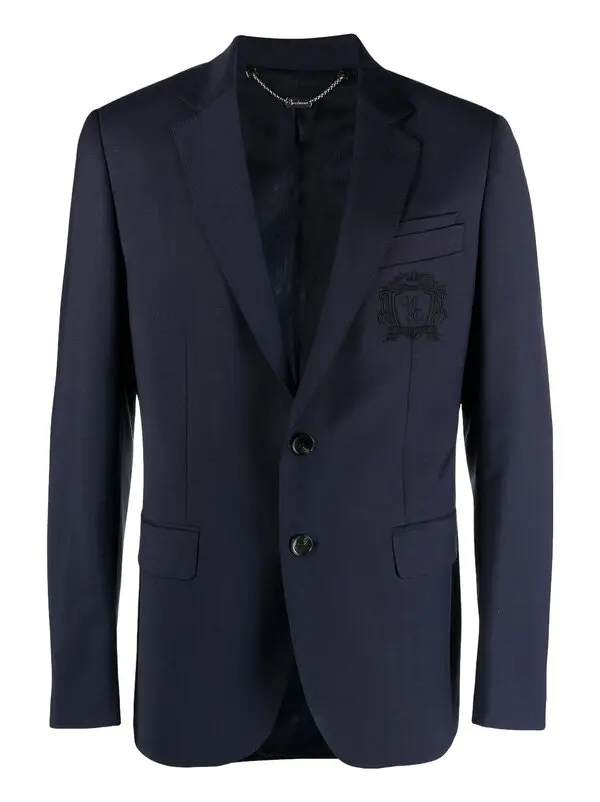BILLIONAIRE Embroidered-logo Blazer - Blue