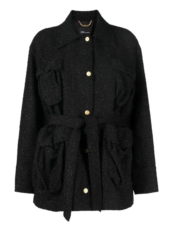 Blumarine Bouclé Button-up Jacket - Black