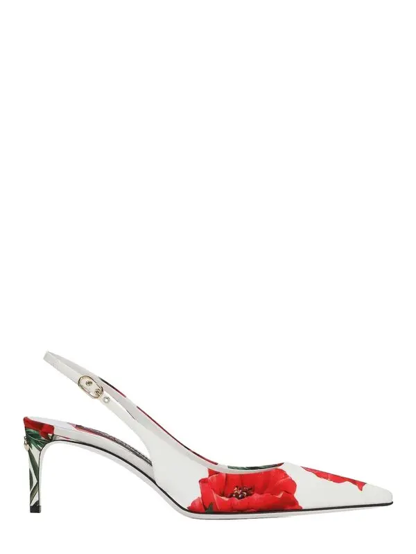 Dolce & Gabbana Floral-print Slingback Pumps - White