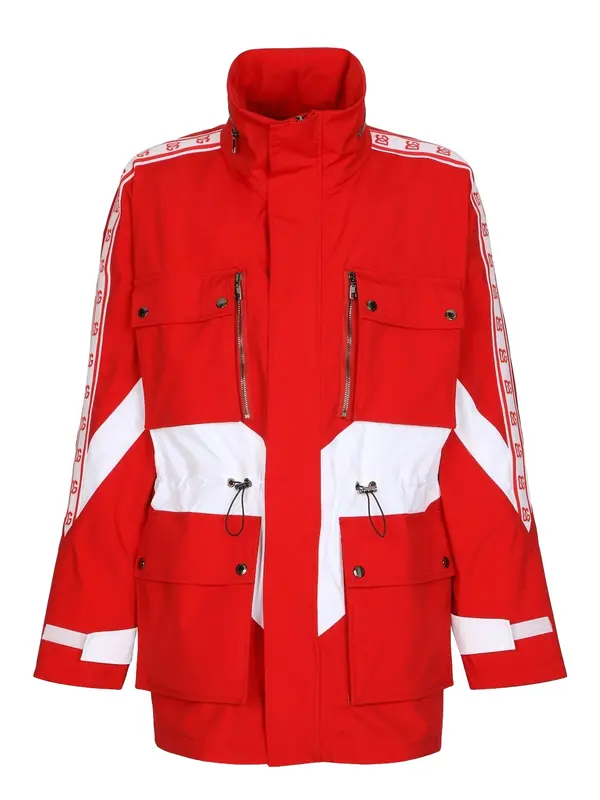 Dolce & Gabbana Logo-stripe Zip Parka Jacket - Red