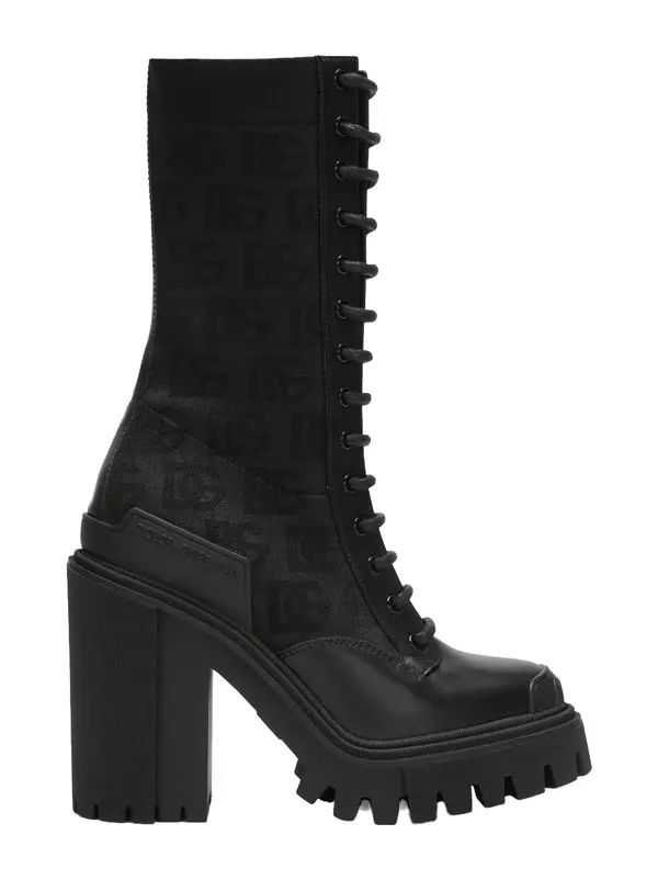 Dolce & Gabbana Dg-logo 90mm Lace-up Mesh Boots - Black