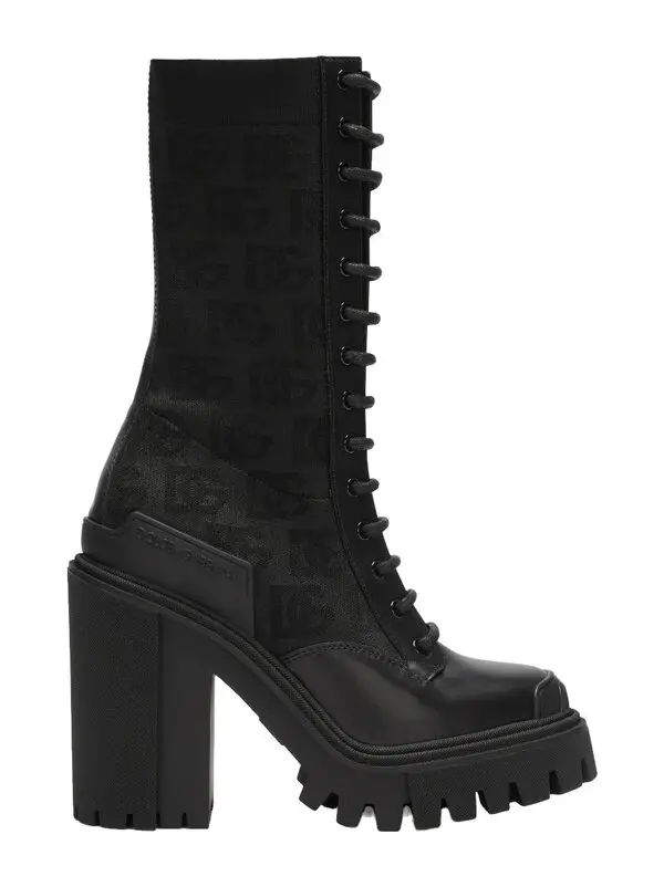 Dolce & Gabbana Dg-logo 90mm Lace-up Mesh Boots - Black