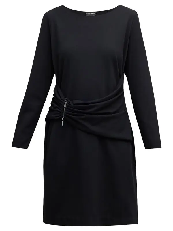 Emporio Armani Draped Jersey Midi Dress - Black