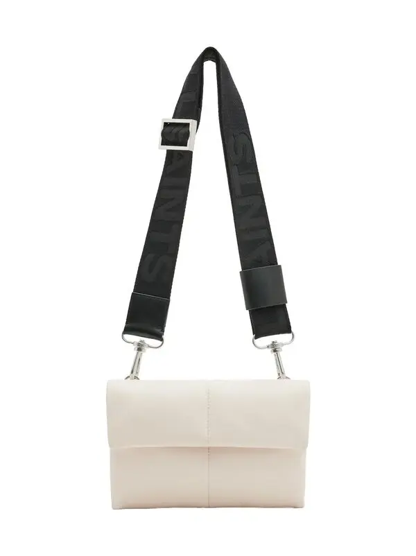 ALLSAINTS Ezra Logo Strap Leather Crossbody Bag - Desert White