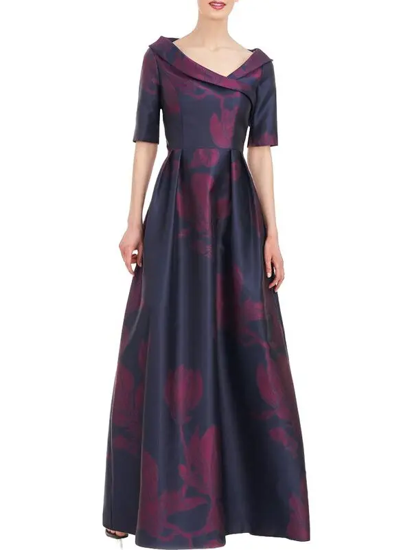 KAY UNGER Coco Floral-print Gown - Carbon/boysenberry