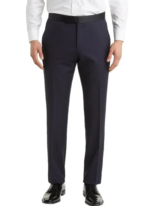 BOSS Genius Virgin Wool Tux Pants - Navy