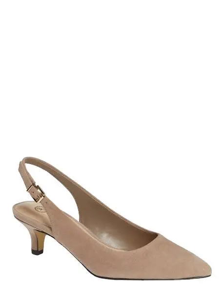 BELLA VITA Scarlette Kitten Heel Slingback Pump - Almond Kid