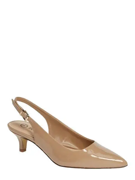 BELLA VITA Scarlette Kitten Heel Slingback Pump - Nude Paten