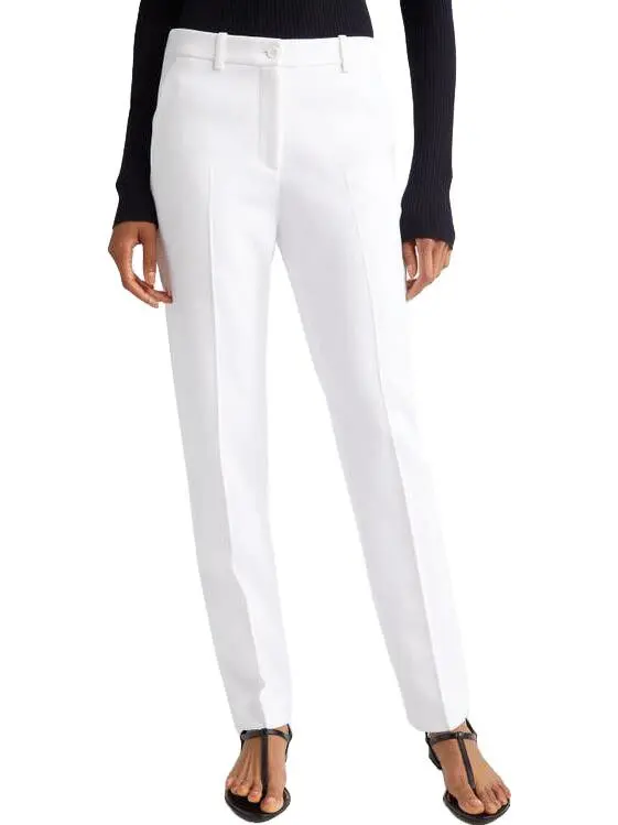 Michael Kors Samantha Pintuck Pleat Ankle Pants - Optic White