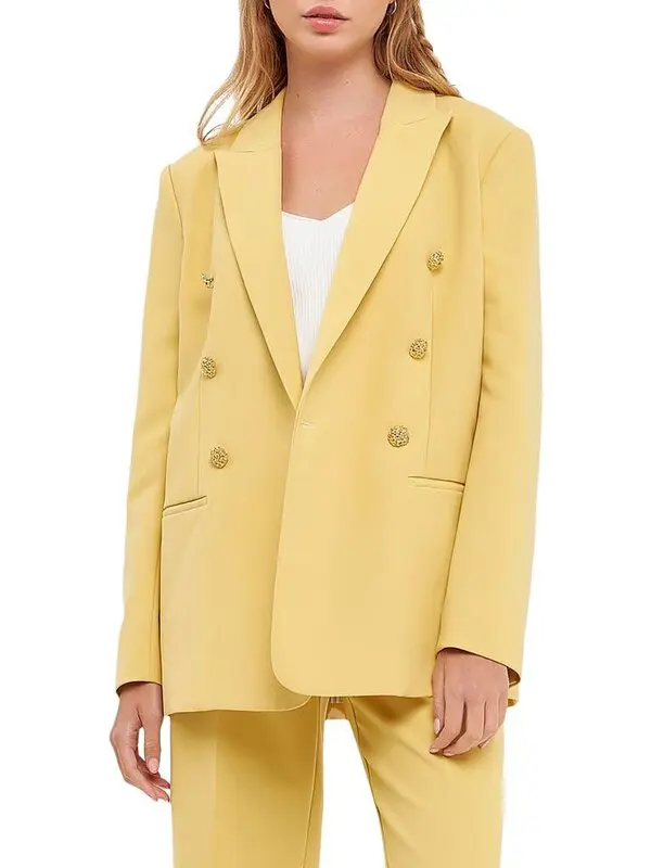 English Factory Structured Double Breasted Blazer - Daffodil