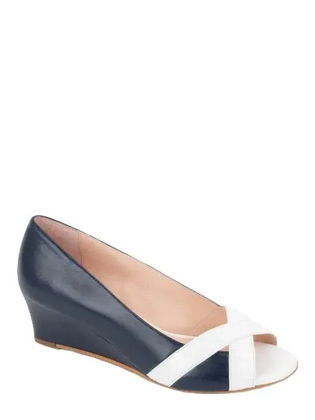 PATRICIA GREEN Como Wedge Sandal - Navy White