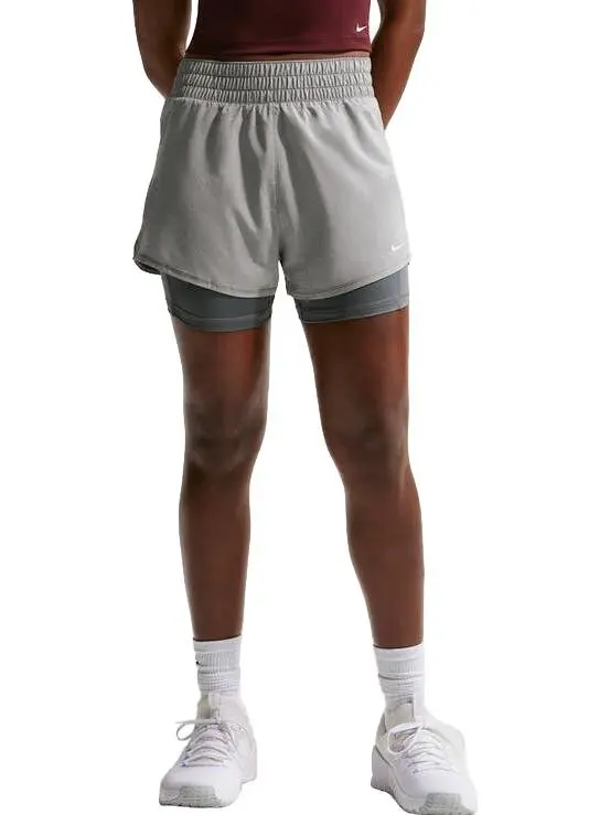 Nike Dri-fit High-waisted 2-in-1 Shorts - 085 Smoke Grey/heather/white
