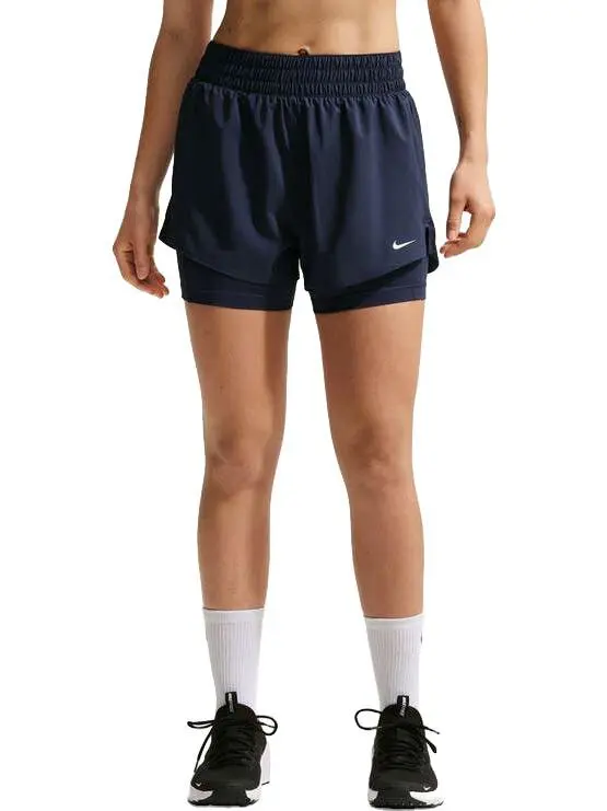 Nike Dri-fit High-waisted 2-in-1 Shorts - 411 Mnnavy/white