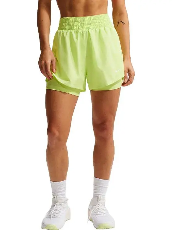 Nike Dri-fit High-waisted 2-in-1 Shorts - 736 Light Lemon Twist/white