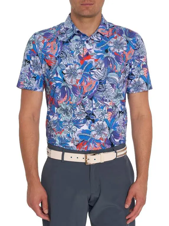 Robert Graham Roxberry Floral Performance Polo - Purple