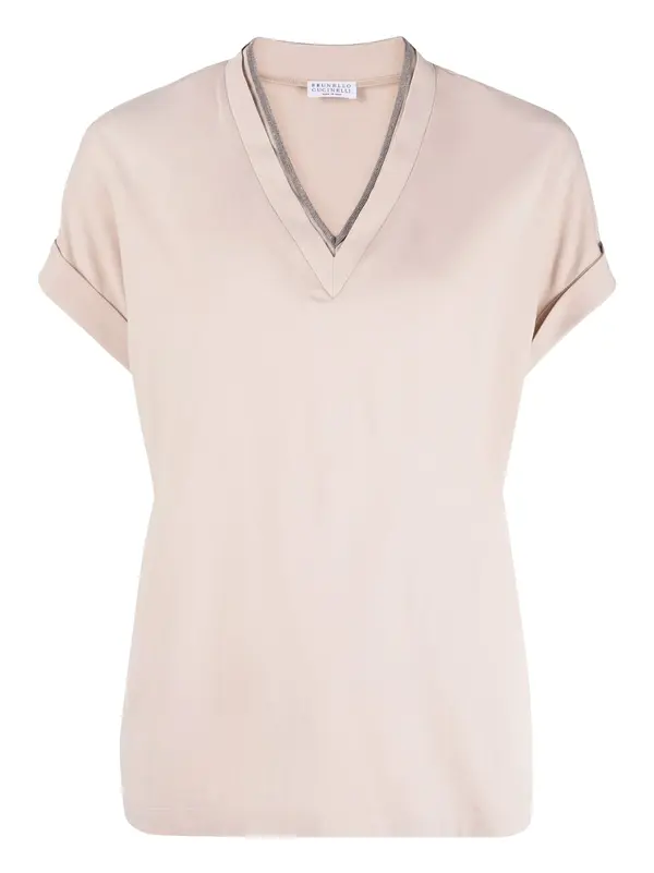 Brunello Cucinelli V-neck T-shirt - Neutrals