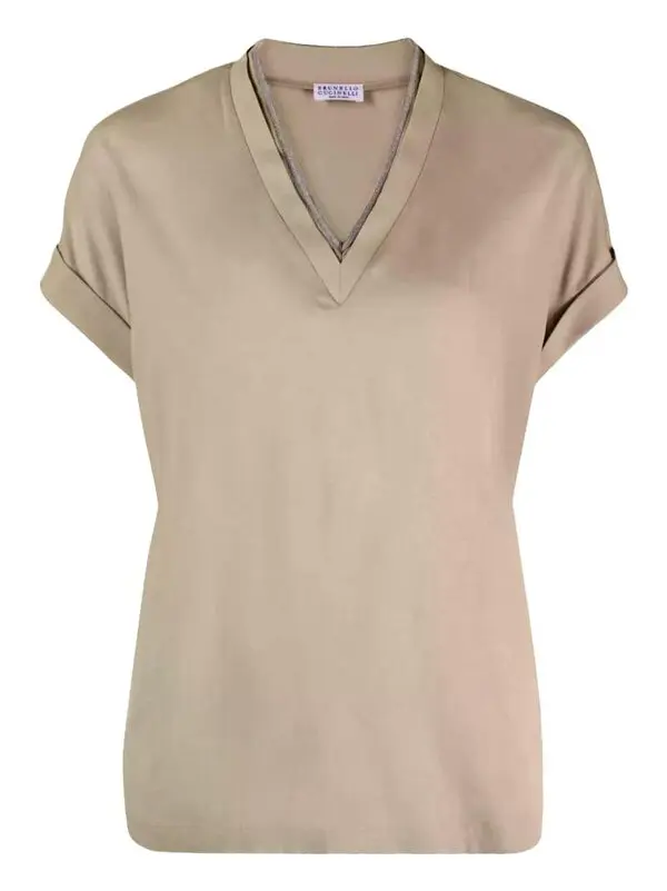 Brunello Cucinelli V-neck T-shirt - Neutrals