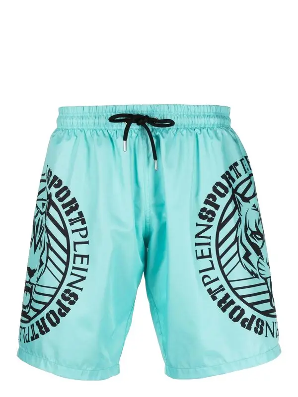 PLEIN SPORT Logo-print Swim Trunks - Green