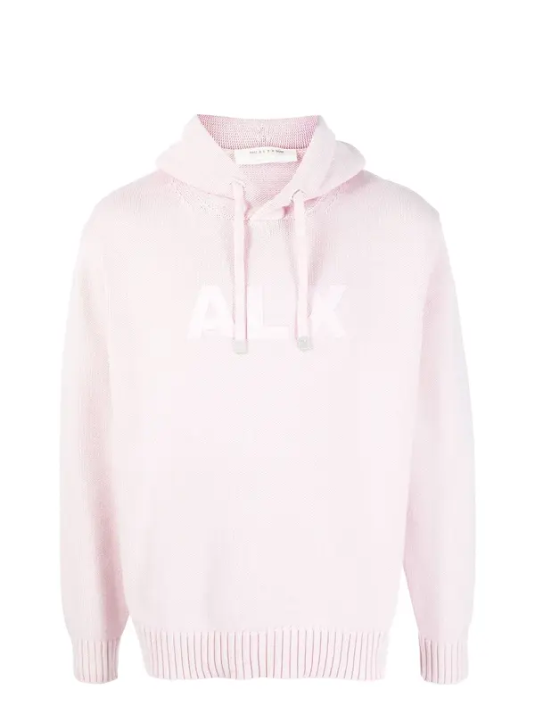 1017 Alyx 9sm Logo-print Knitted Hoodie - Pink