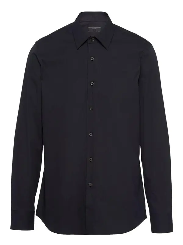 Prada Long-sleeved Poplin Shirt - Black