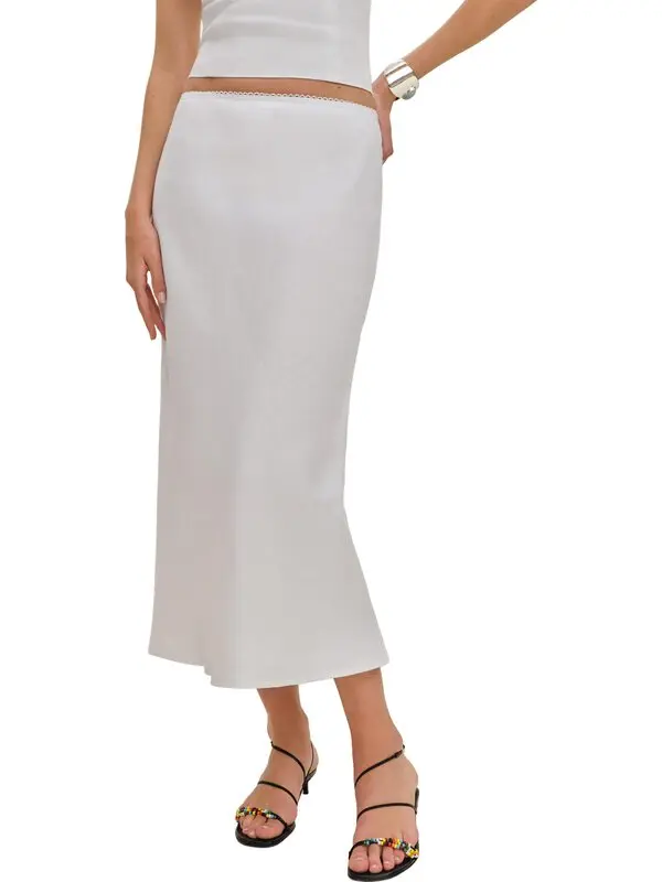 REFORMATION Layla Linen Midi Skirt - Ivory