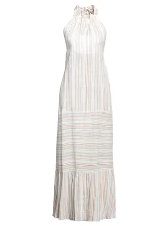 PEPITA Flared Striped Maxi Dress - Beige
